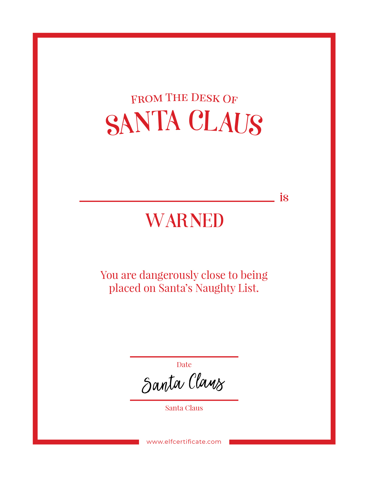 Simple Red Certificate Warning - Elf Certificate